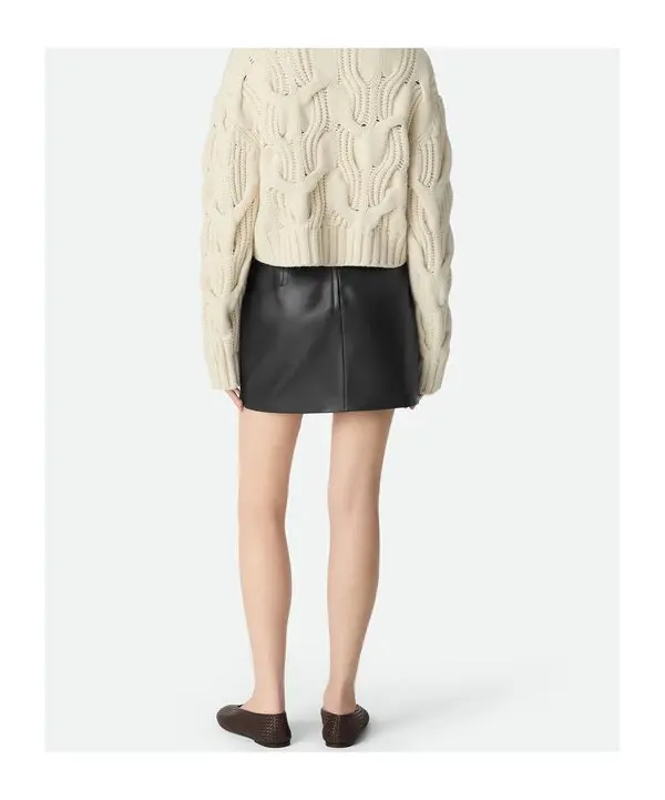Bottega Veneta Nappa Lambskin Mini Skirt - Black