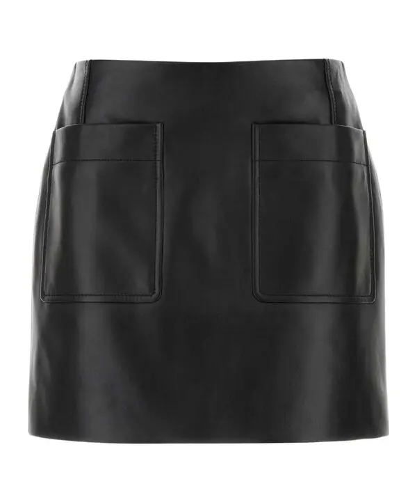 Bottega Veneta Nappa Lambskin Mini Skirt - Black