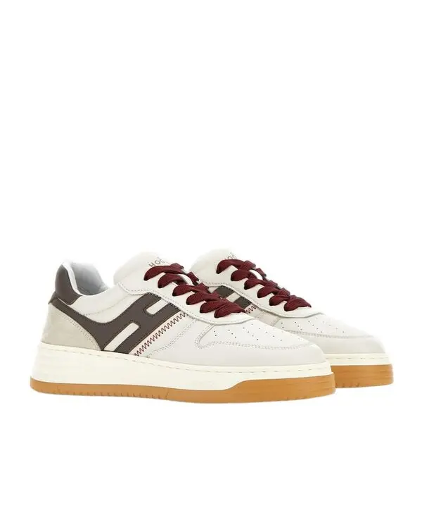 Hogan H630 Logo Patch Lace-up Sneakers - White