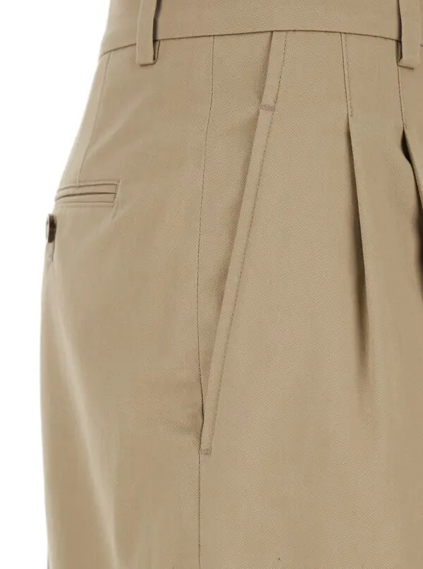 AMI Paris Pleated Wide-leg Trousers - Nude