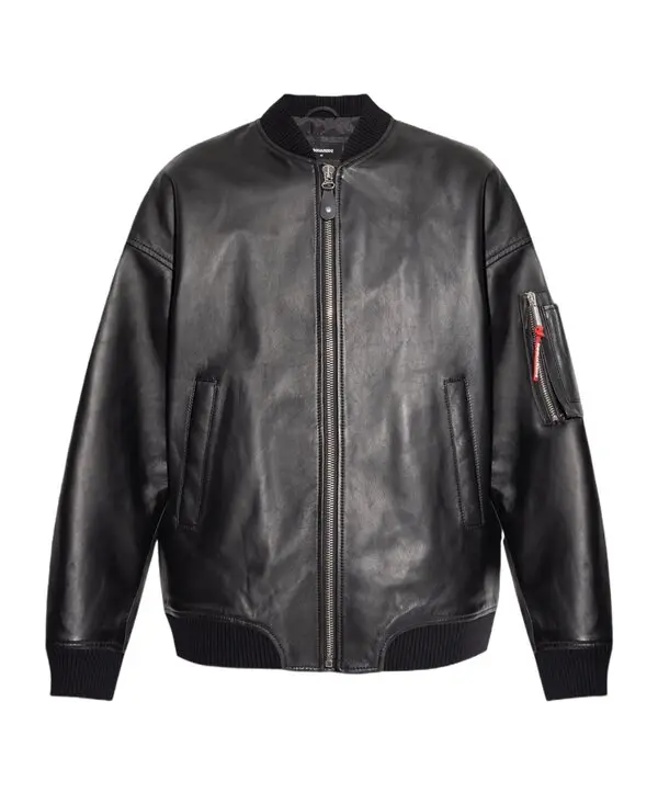 Dsquared2 Leather Zip-up Bomber Jacket