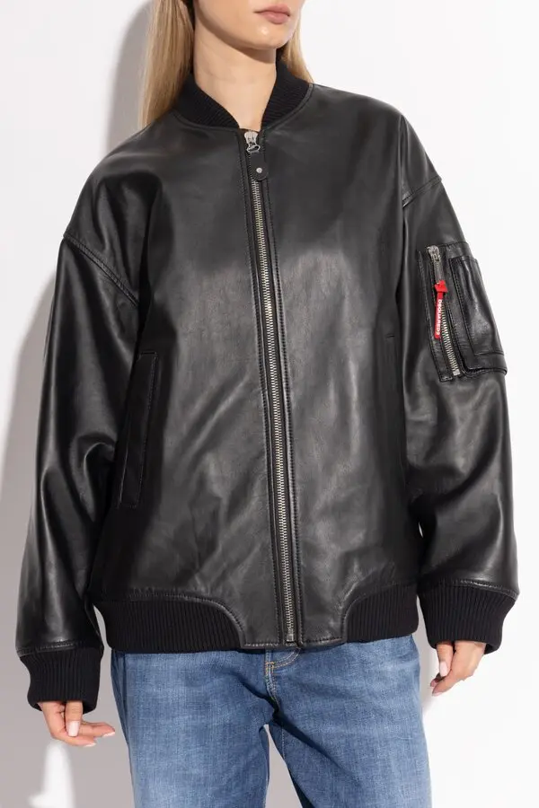Dsquared2 Leather Zip-up Bomber Jacket