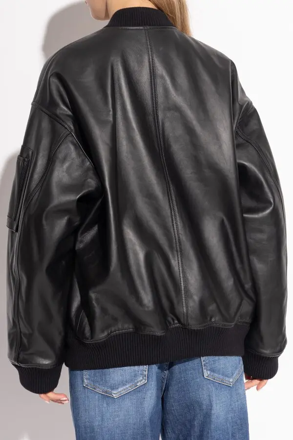 Dsquared2 Leather Zip-up Bomber Jacket