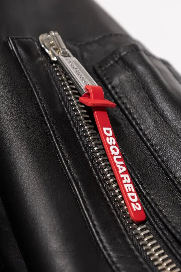 Dsquared2 Leather Zip-up Bomber Jacket