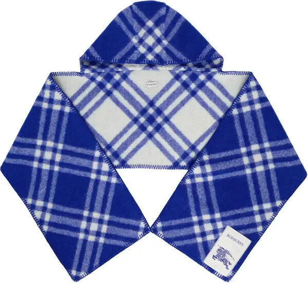 Burberry Hood Equestrian Knight Checked Scarf