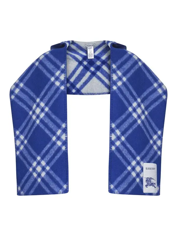 Burberry Hood Equestrian Knight Checked Scarf
