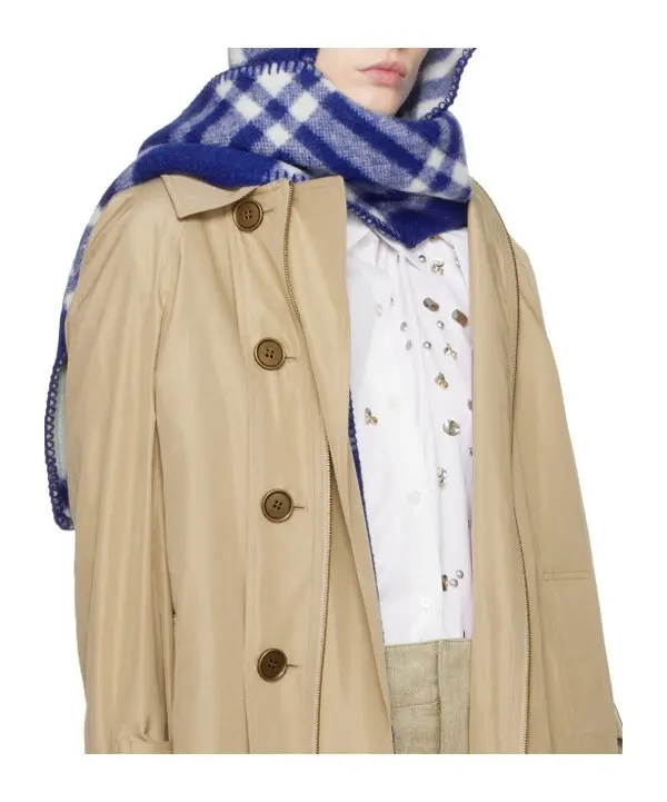 Burberry Hood Equestrian Knight Checked Scarf