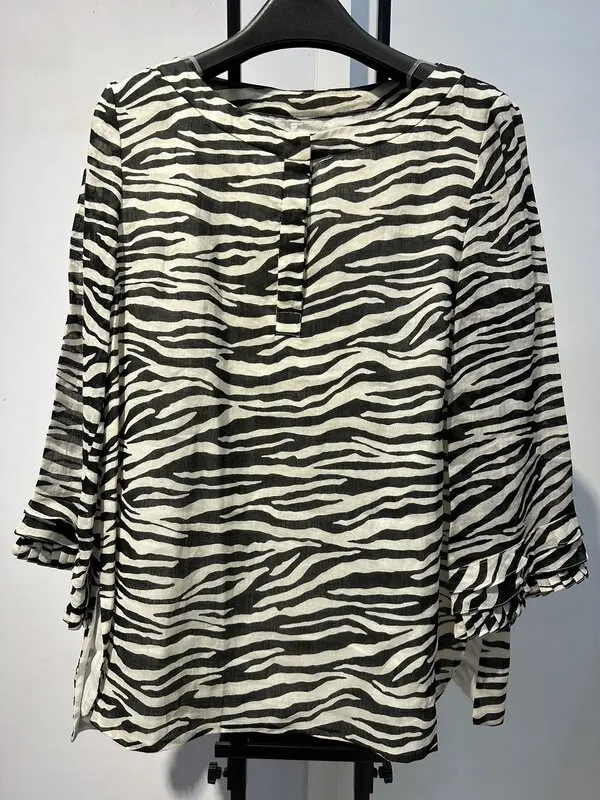 Max Mara Zebra Print Long-sleeve Top With Side Slits