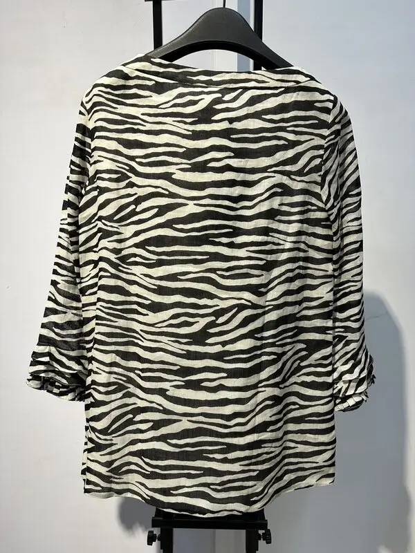 Max Mara Zebra Print Long-sleeve Top With Side Slits