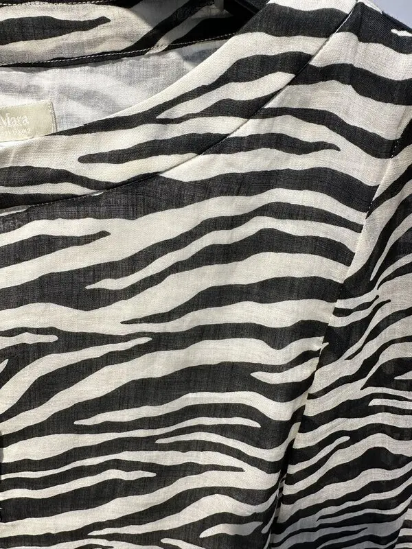 Max Mara Zebra Print Long-sleeve Top With Side Slits