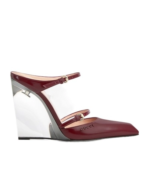 Gucci Wedge Mules With Adjustable Strap - Red