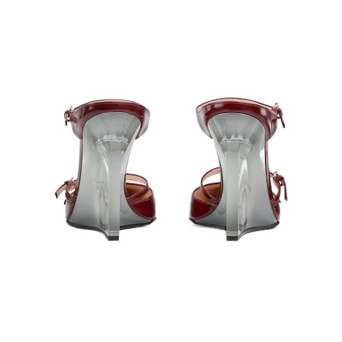 Gucci Wedge Mules With Adjustable Strap - Red