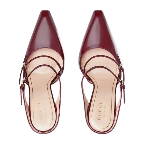 Gucci Wedge Mules With Adjustable Strap - Red