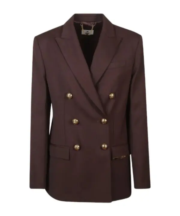 Elisabetta Franchi Double-breasted Long-sleeved Jacket - Black