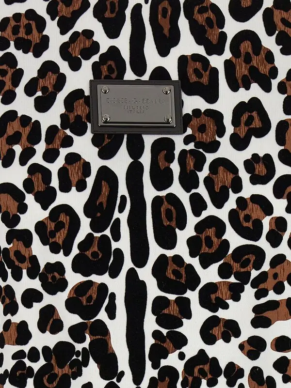 Dolce & Gabbana Logo Plaque Animal Print Crewneck T-shirt