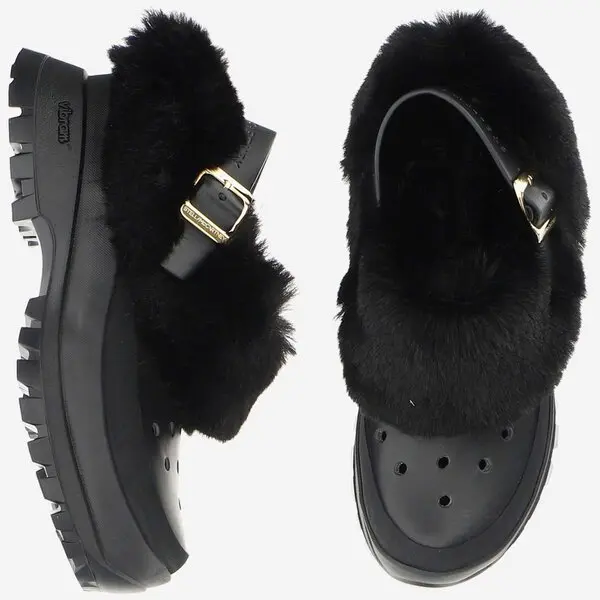 Stella McCartney Trace Faux Fur Trimmed Clogs