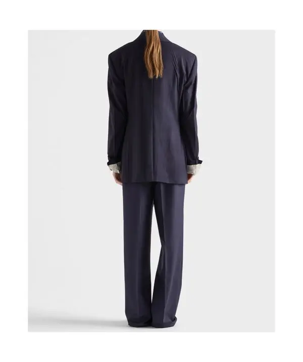 Prada Pinstriped Tailored Trousers - Navy Blue