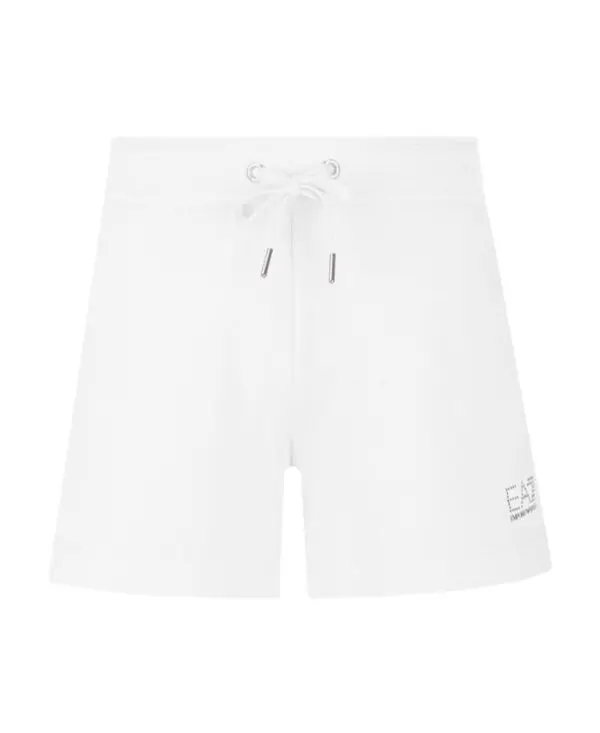 EA7 Logo Print Drawstring Shorts - White