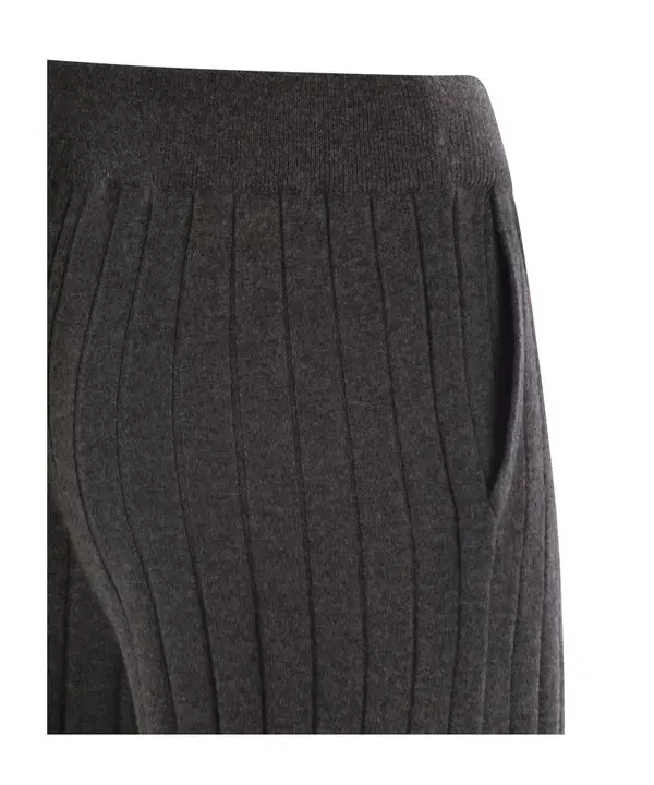 Brunello Cucinelli Ribbed Knit Trousers With Elasticated Waistband