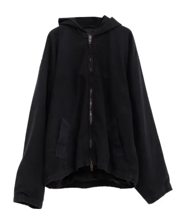 Balenciaga Logo Motif Zip-up Hoodie - Black