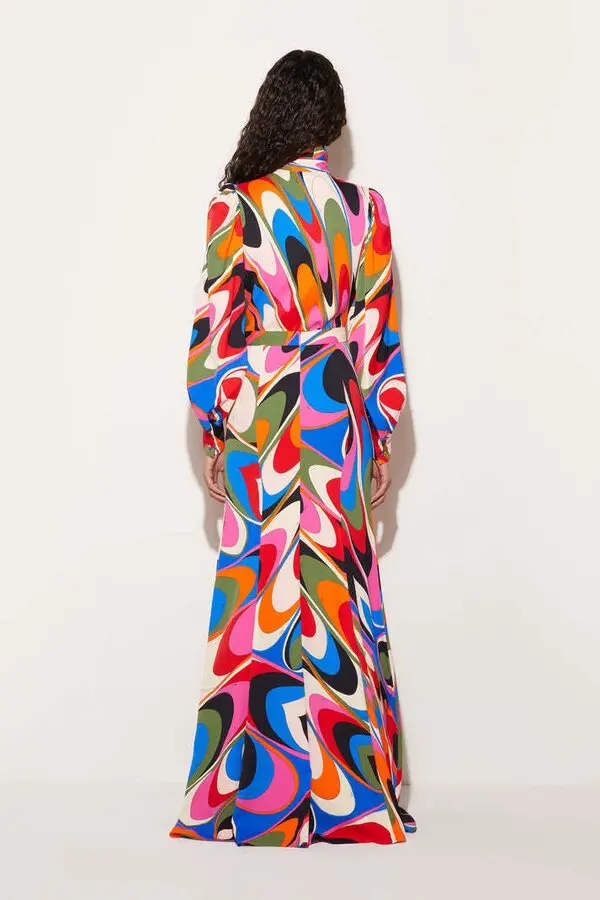 Emilio Pucci Long Sleeve Printed Shirt With Lace Neckline And Frilly Collar