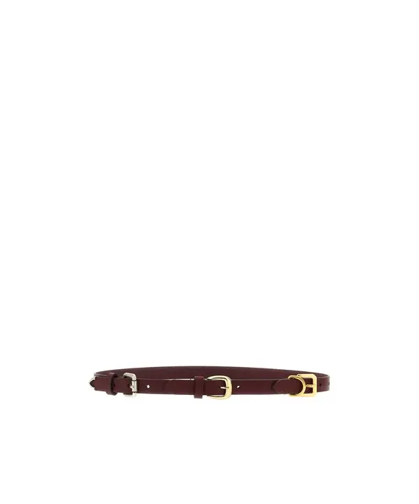 Etro Leather Triple Buckle Belt - Red