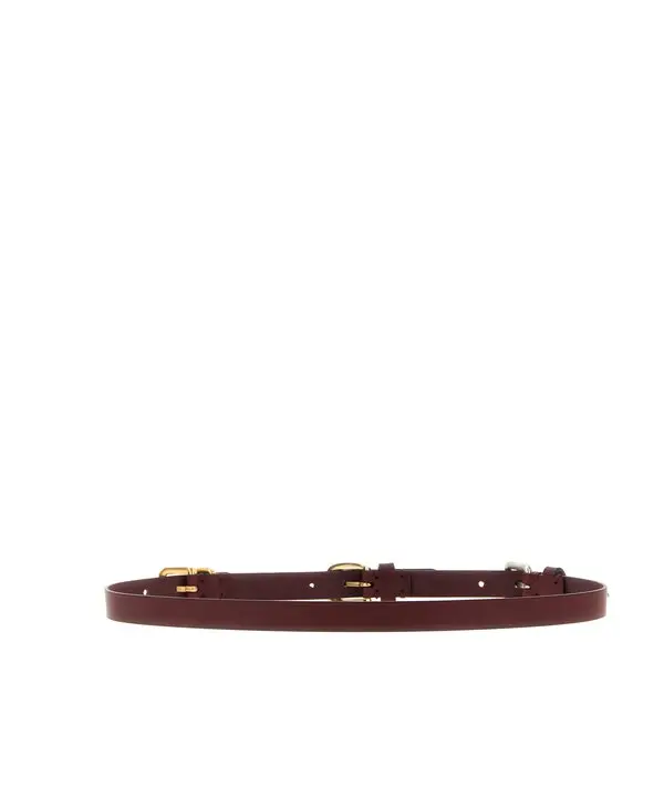 Etro Triple Buckle Leather Belt - Red