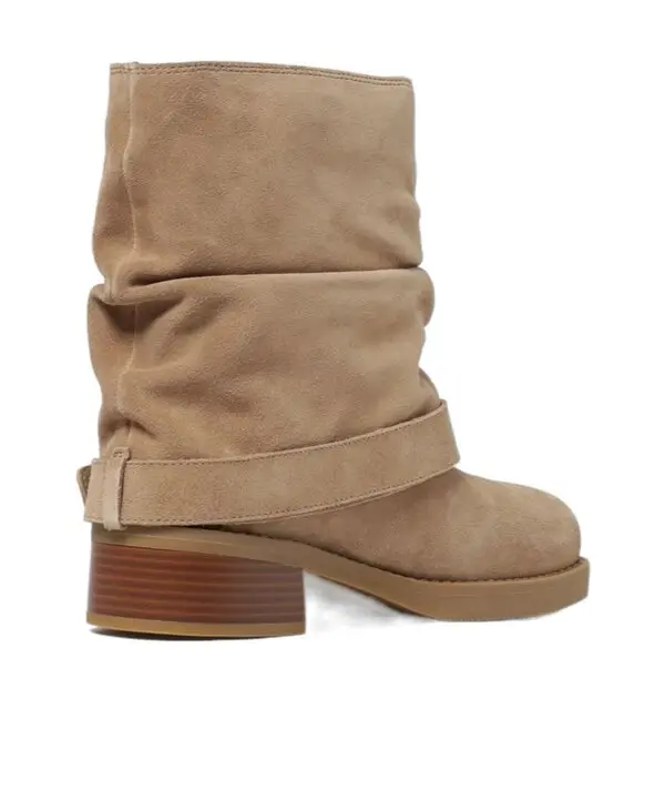 Michael Kors Pleated Flat Boots With Buckle Detail