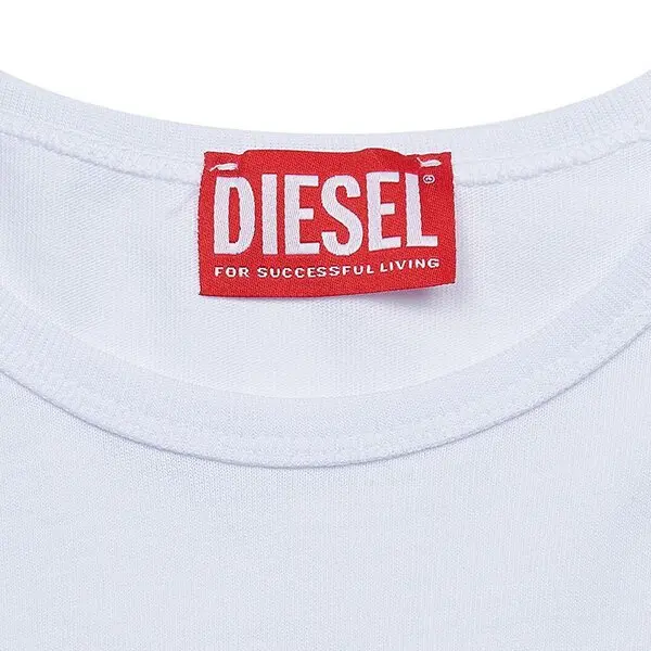 DIESEL® Long Sleeve Stretch Jersey Top With Oval D Cut Out - White