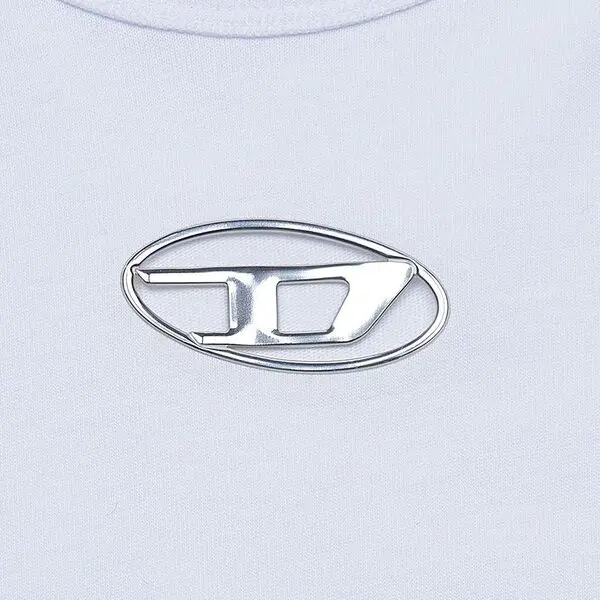 DIESEL® Long Sleeve Stretch Jersey Top With Oval D Cut Out - White