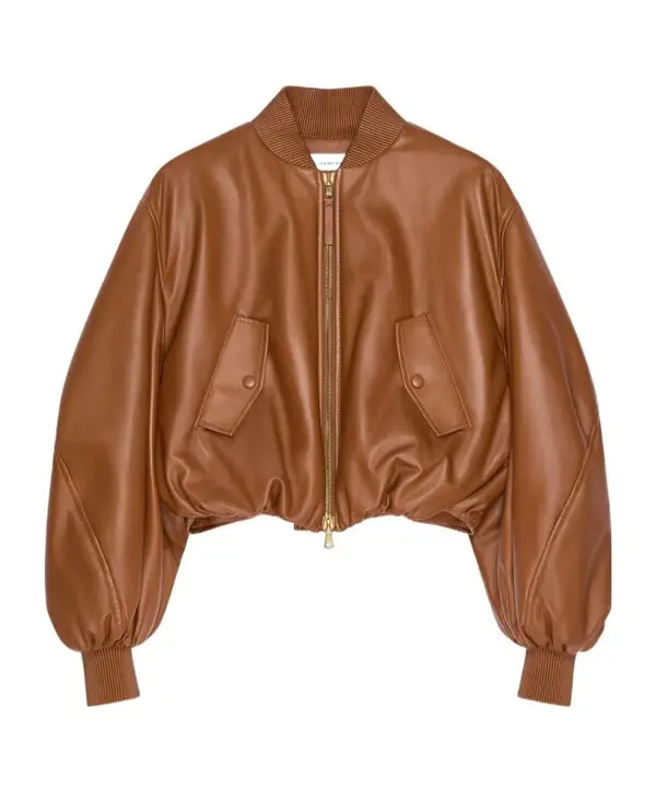 Givenchy Cropped Cocoon Bomber Jacket - Tan