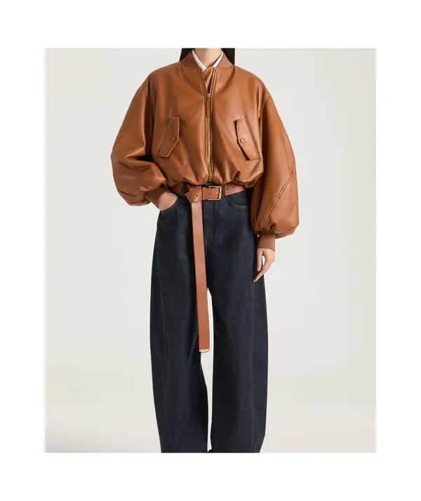 Givenchy Cropped Cocoon Bomber Jacket - Tan