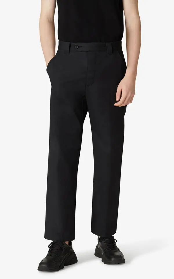 Kenzo Straight-leg Cropped Pants With Logo Embroidery