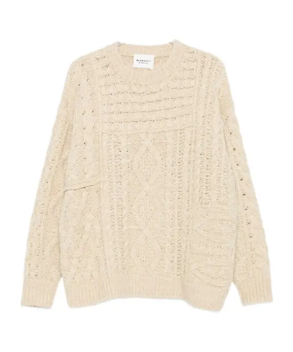Isabel Marant Étoile Cream Cable Knit Crewneck Jumper - Beige