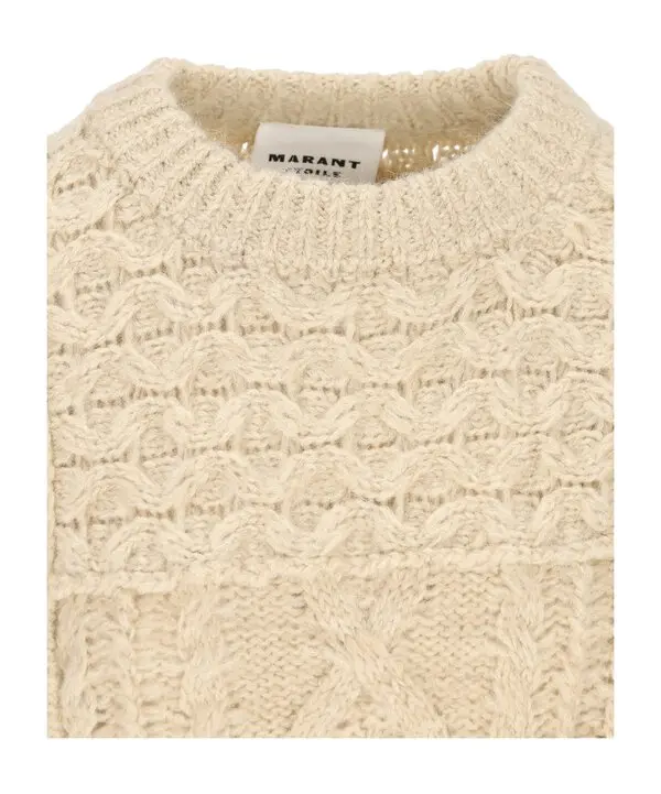 Isabel Marant Étoile Cream Cable Knit Crewneck Jumper