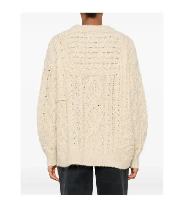 Isabel Marant Étoile Cream Cable Knit Crewneck Jumper