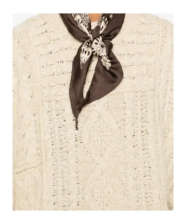 Isabel Marant Étoile Cream Cable Knit Crewneck Jumper