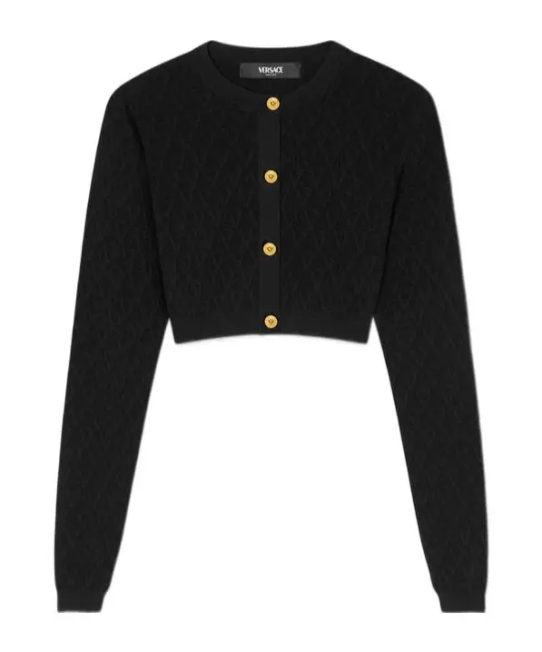 Versace Geometric-pattern Cropped Cardigan