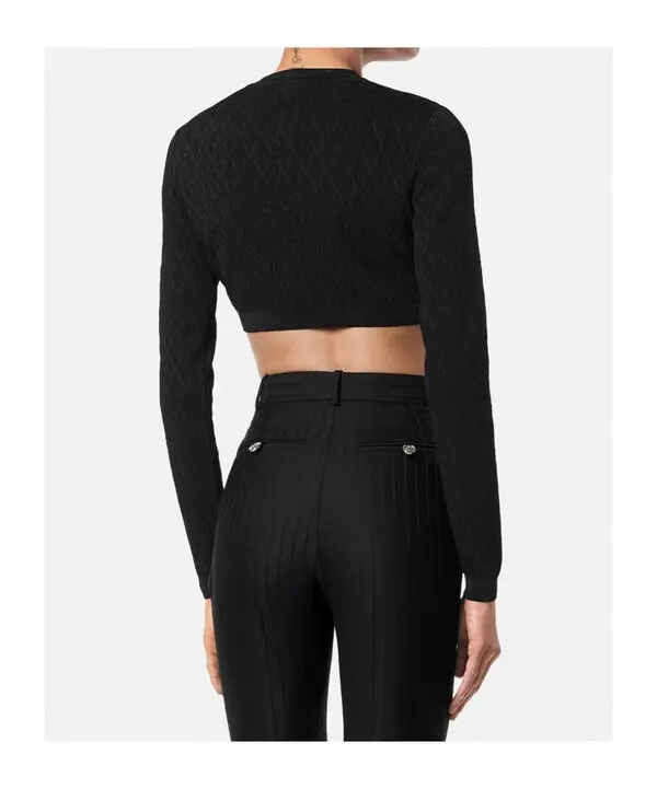 Versace Geometric-pattern Cropped Cardigan