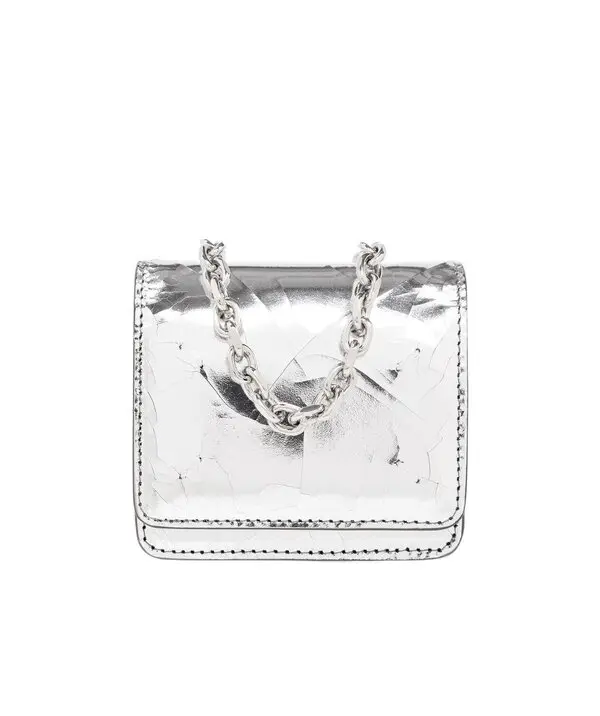 MAISON MARGIELA Metallic-finish Chain-linked Crossbody Bag - White