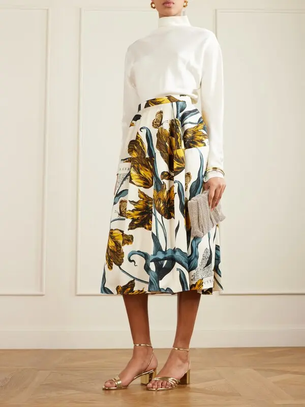Erdem Floral Print Midi Skirt