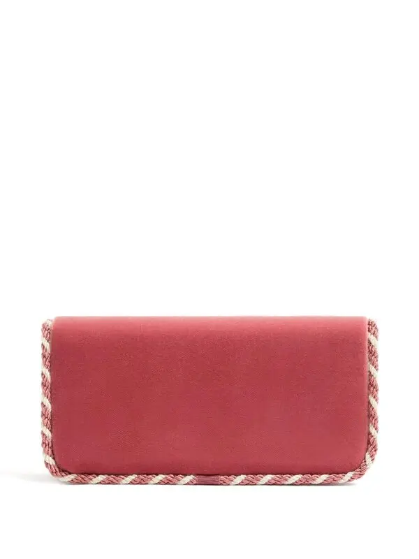 Valentino Garavani Locò Velvet Foldover Top Clutch Bag - Red