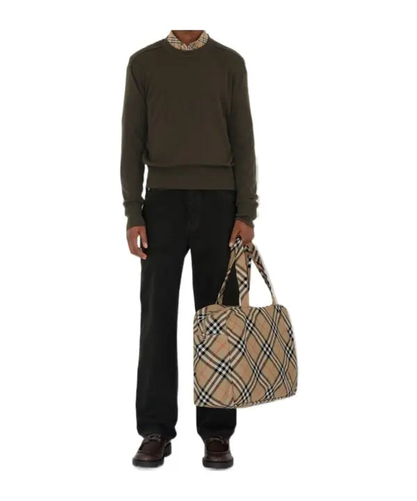 Burberry Checked Zipped Duffle Bag
