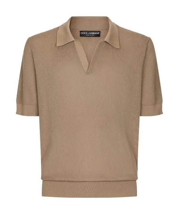 Dolce & Gabbana Dolce Gabbana Openwork V-neck Polo Shirt