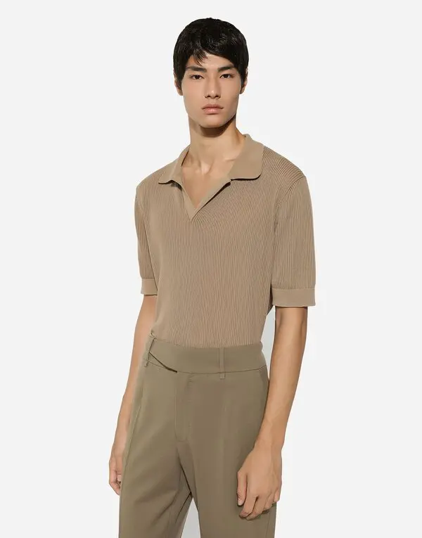 Dolce & Gabbana Dolce Gabbana Openwork V-neck Polo Shirt