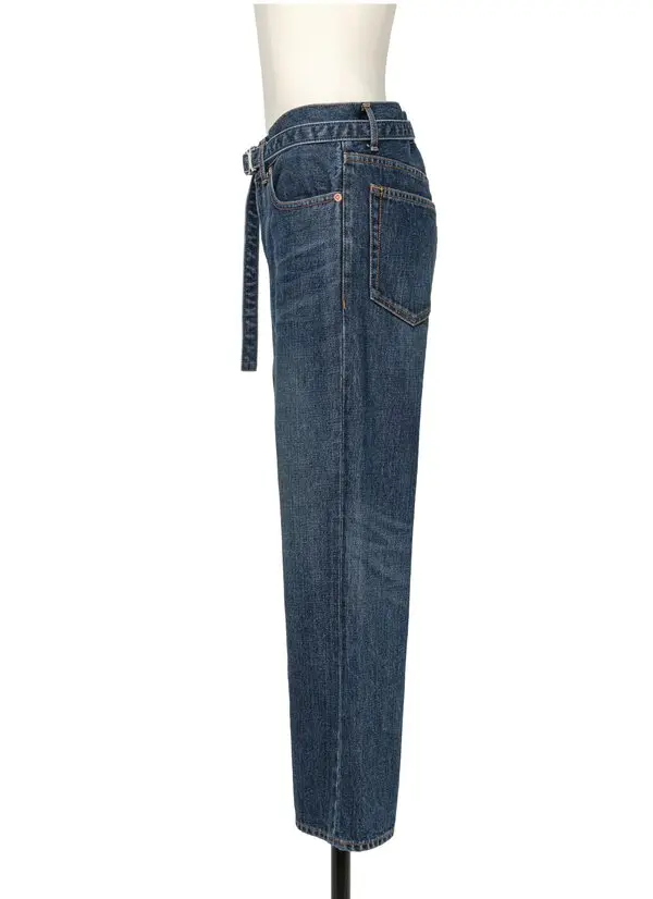 Sacai Boot-cut Belted Denim Jeans - Blue