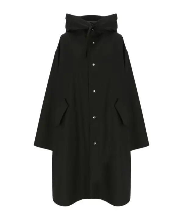 JIL SANDER Logo Printed Drawstring Coat - Black