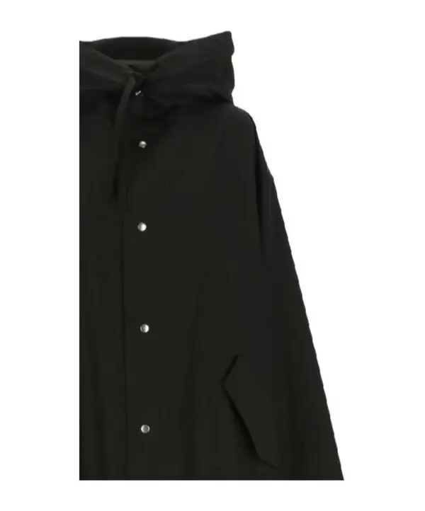 JIL SANDER Logo Detail Drawstring Coat - Black