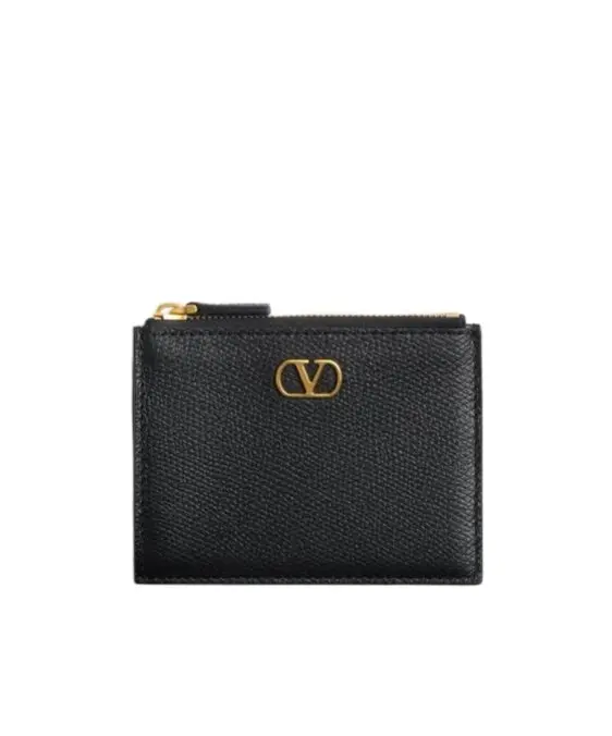 Valentino Garavani Vlogo Detail Zipped Cardholder - Black