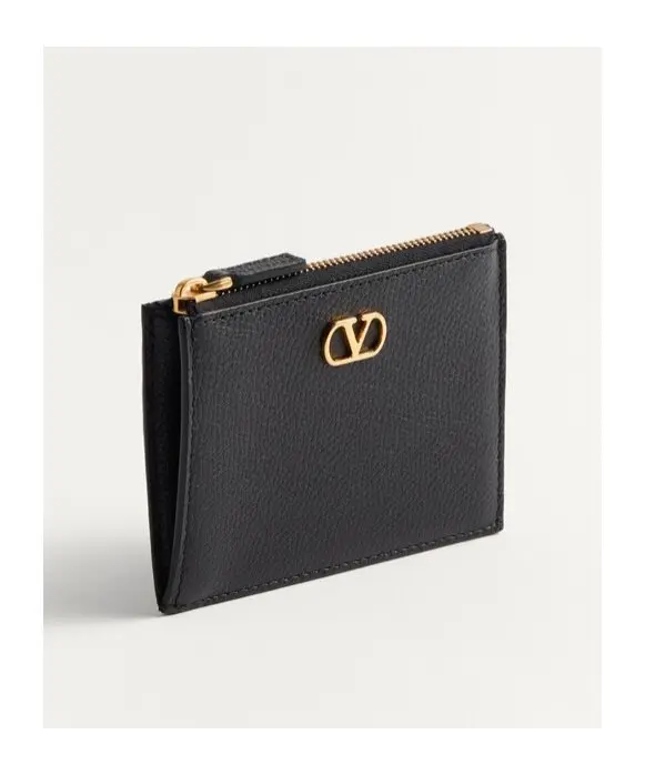 Valentino Garavani Vlogo Signature Zip-up Card Case - Black